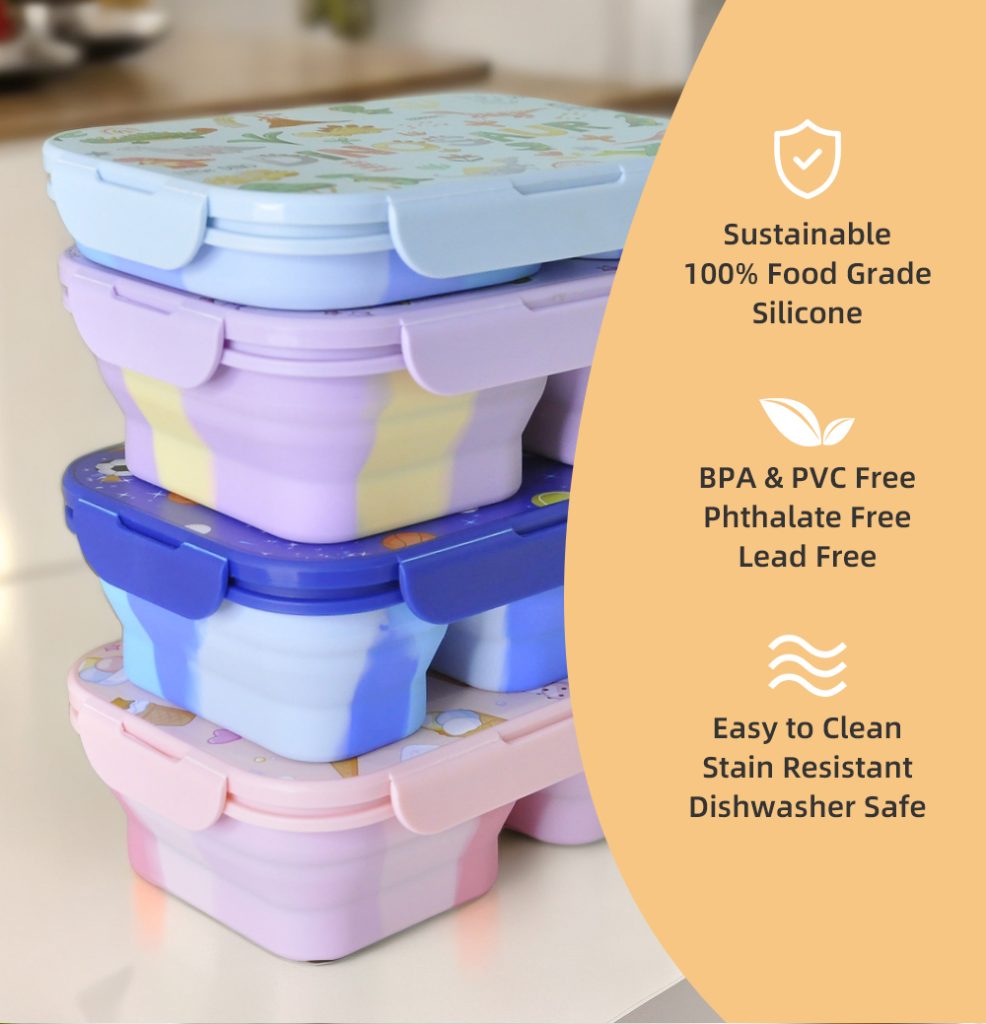 Japanese Collapsible Silicone Food Sandwich Food Bento Box